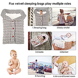 Newborn Baby Swaddle Blanket, Baby Kids Toddler Knit Soft Warm Fleece Blanket Swaddle Sleeping Bag Stroller Unisex Wrap for Boys Girls (Grey)