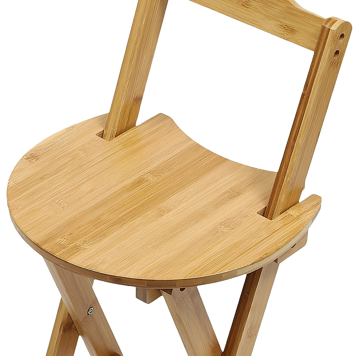 Leblett Bamboo Portable Folding Stool,Tall Chair,Foldable Bar Stool,X-Shaped Kitchen Stool Bar Height,High Stool Chair for Kitchen Counter,with Ergonomic Backrest,Max Load Capacity 100Kg/220.46Lbs