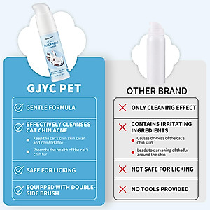 GJYC PET Cat Chin Acne Care Kit - Gently Removes Cat Chin Blackheads, Equipped with Cleansing Brush, Cruelty-Free, Nurtures Cat's Chin Softness and Freshness, 1.01 fl. oz