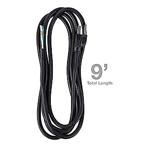 Bergen Industries Inc PS913163 3-Wire Appliance and Power Tool Cord, 9 ft, 16 AWG, 13A/125V AC, 1625w , Black