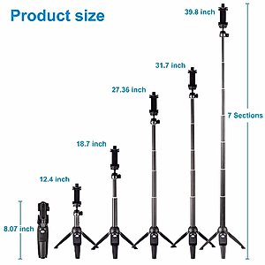 Tripod Monopod Selfie Stick, Long Extendable with Wireless Remote Shutter Control Phone Clip Holder，Compatible with All Cellphones