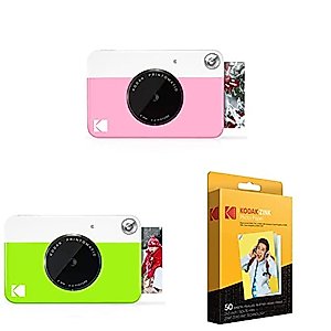 Kodak Printomatic Digital Instant Print Camera (Pink) & Printomatic Digital Instant Print Camera (Green) & 2"x3" Premium Zink Photo Paper (50 Sheets) (Pack of 1)