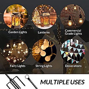 Walensee String Light Poles with Hook Outdoor Metal Lighting Pole for Hanging String Lights for Garden Party 9.4FT Lights Hanger with 5-Prong Fork Steel Stand Holder for Patio Christmas Wedding 2 Pack