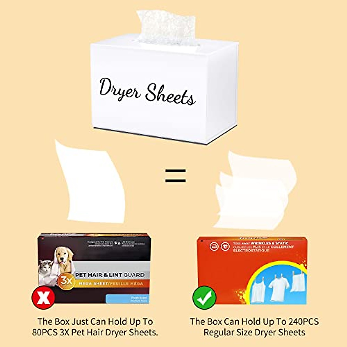 Farmhouse Dryer Sheet Holder, Carmanon Acrylic Dryer Sheet Dispenser Magnetic Laundry Fabric Softener Sheets Holder, Dryer Sheet Container Storage Box with Lid for Laundry Room Decor & Organization