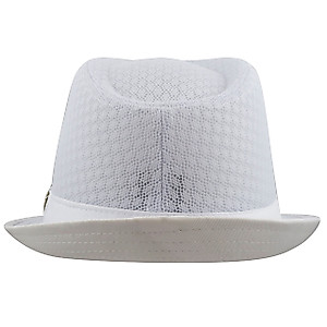 The Hat Depot Light Weight Classic Soft Cool Mesh Crushable Fedora hat (L/XL, White)