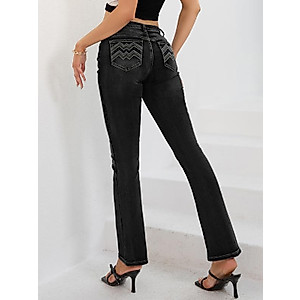 PEIHOT Women's Jeans 90s Mid Rise Bootcut Jeans High Stretch Black Jeans Size 8 Pantalones De Mujer Boot Cut Denim Pants