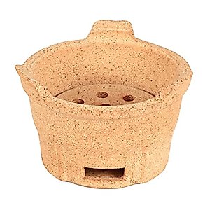Yardwe Charcoal Konro Grill Old- Fashioned Clay Stove Crude Pottery Barbecue Stove Portable BBQ Camping Grill for Outdoor Picnic Travel (6.3 x 4.9 Inch)