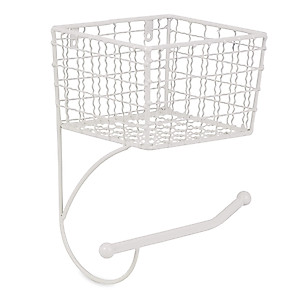 DII Rustic Farmhouse Bathroom Décor, Metal Storage, Toilet Paper Holder, Antique White