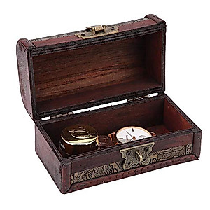 FTVOGUE Egyptian Wooden Antique Old Jewelry Storage Box Trinket Box Shooting Furnishings Props Handmade Crafts (#1: Password lock S)