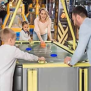 Coopay 12 Pieces Home Air Hockey Pucks 2.5 Inch Heavy Replacement Pucks for Game Tables Equipment Accessories, 12 Grams (Red, Black, Blue, Green)