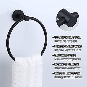 Angle Simple Double Towel Hook Matte Black Bundle with Swivel Towel Ring, Modern Bathroom Accessories