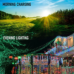 Dazzle Bright 2 Pack 400LED 132FT Blue Christmas Solar String Outdoor Lights, Solar Powered with 8 Modes Waterproof Fairy Lights for Bedroom Patio Garden Tree Party Yard Decoration