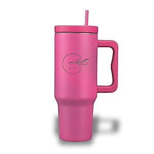 H&E Best Choice 40 oz Tumbler with handle and straw stainless steel water bottle travel water tumbler outdoor water bottle, CL10301, Pink Rose
