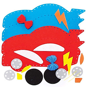Baker Ross FE614 Racing Car Cushion Sewing Kits - Pack of 2, Sewing Set for Children, Creative Activities for Kids, Ideal Arts and Crafts Project