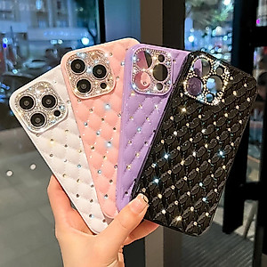 Kwhapoo Sparkly Compatible with iPhone 13 Case with Bling Diamond, Glitter Flexible TPU Slim Fit Slip-Resistant Camera Protection Cases for Women Girls 6.1"(White)