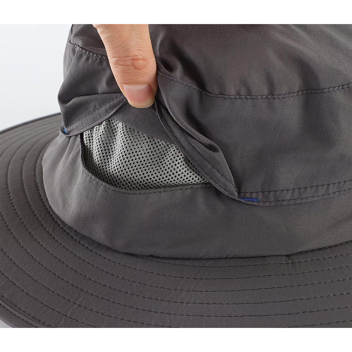 Connectyle Men's Mosquito Net Hat for Fishing Gardening UV Protection Safari Sun Hat Mesh Veil Bucket Hats UPF 50+ Dark Grey