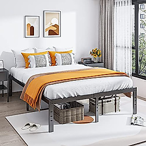 COMASACH King Bed Frame Heavy Duty,14" High Black Metal Platform Bed Frame,Sturdy Steel Frame,Support up to 3500lbs,No Box Spring Needed,Noise-Free,Easy Assembly