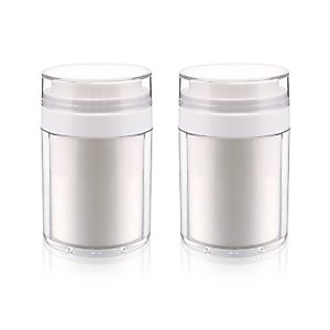 USRommaner 2 Pack 3.34 oz Airless Pump Jar,Empty Acrylic Vacuum Jar with Press Pump,Portable Travel Face Cream Lotion Container Pot for Makeup,Essence,Moisturizer,Eye Cream,Gel-Big,White
