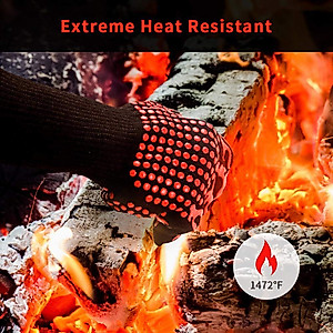 Wetest Premium 1 Pair Extreme Heat Resistant Oven Gloves for Cooking Gloves for BBQ, Grilling, Baking, Red