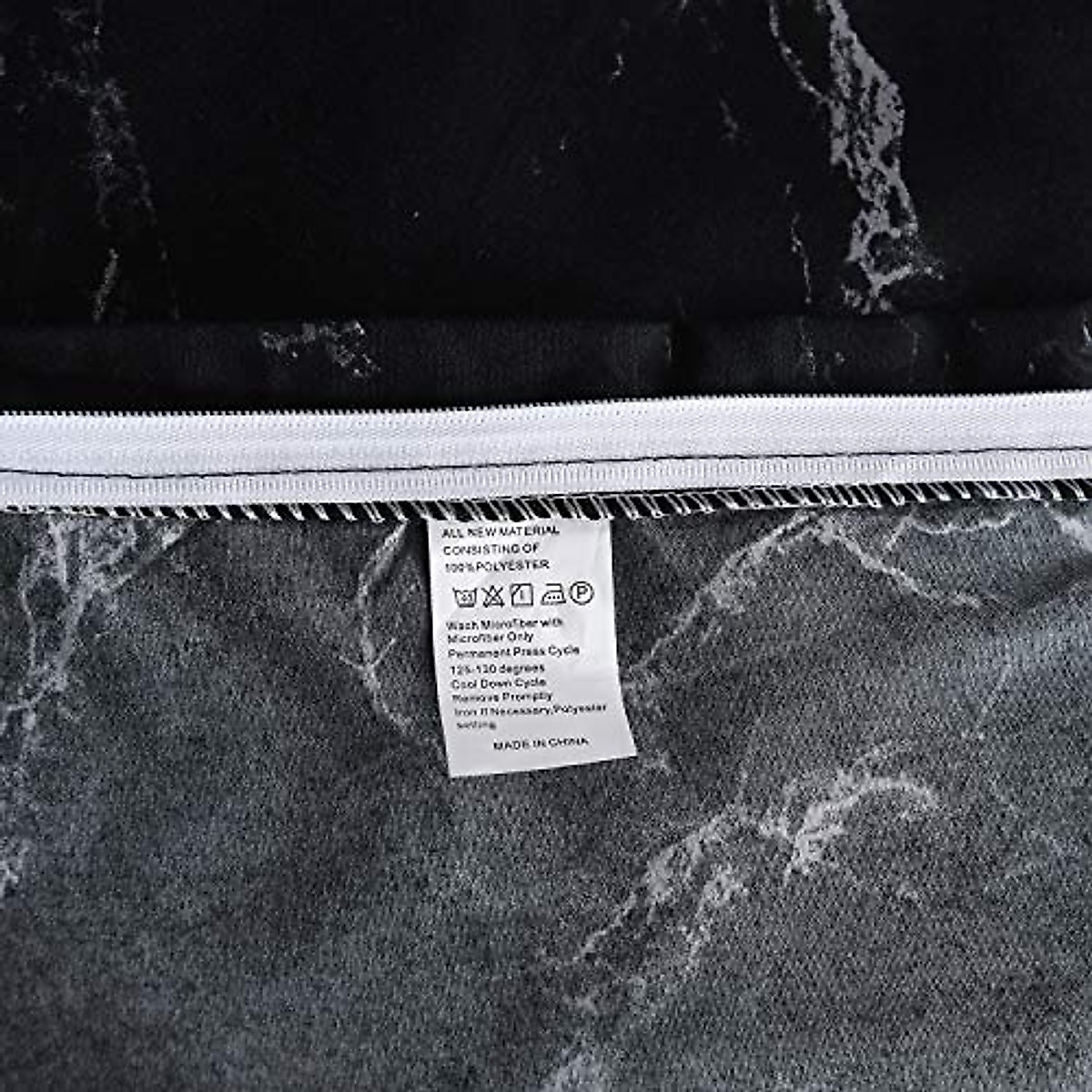 YERVEN Black Marble Duvet Cover Queen Comforter Cover Set Full 90"x90" Duvet Cover with 2 Pillow Shams Microfiber Soft Lightweight Hotel 3 Pieces White Bedding Set