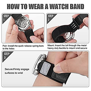 Ritche Nylon Sport 22MM Quick Release Watch Band for men women,Replacement Timex Watch bands Black
