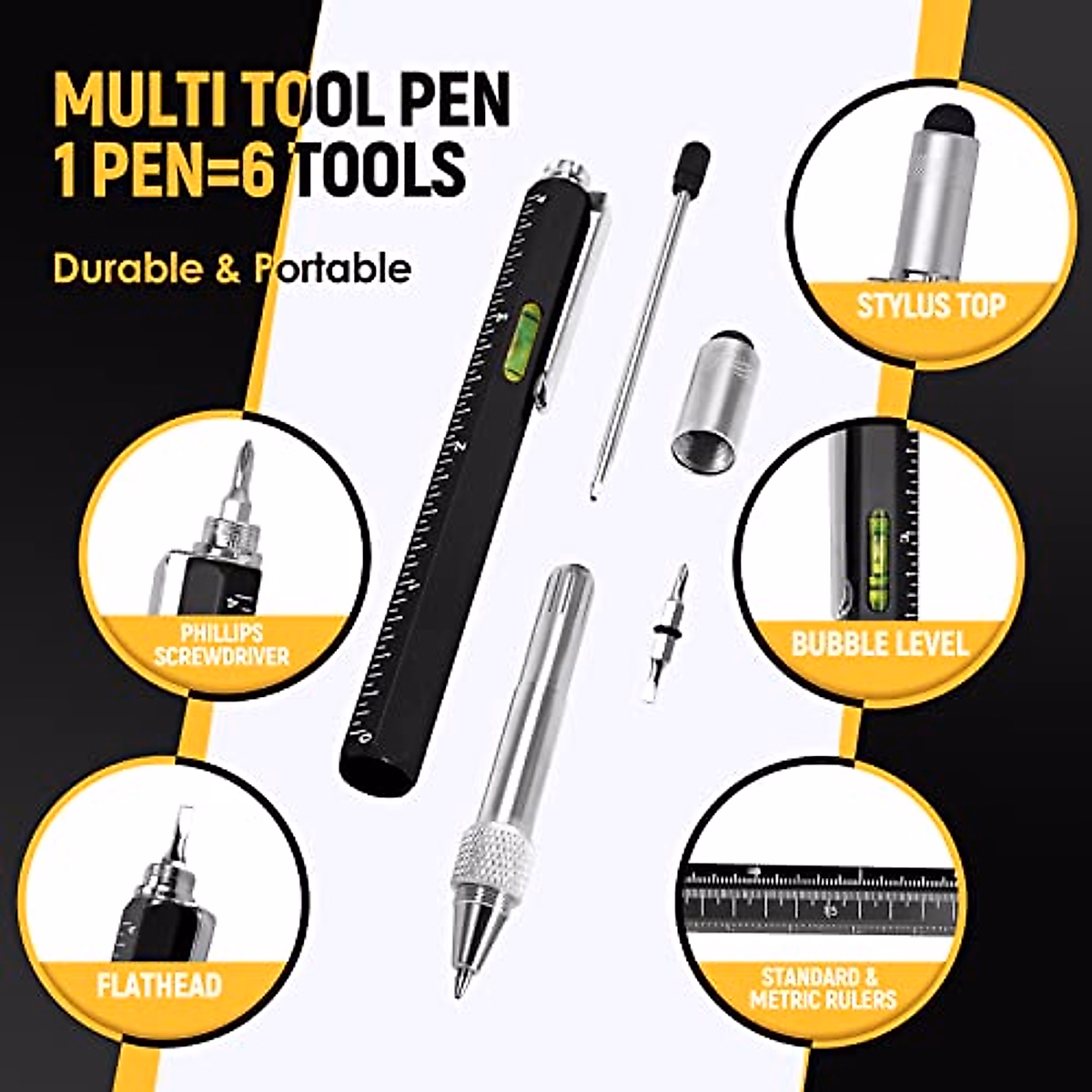 BIIB Gifts for Men, Multitool Pen Dad Gifts for Men, Birthday Gifts for Men, Cool Stuff Tools Gadgets for Men, Mens Gifts for Boyfriend, Husband, Grandpa, Him, Gifts for Men Who Have Everything