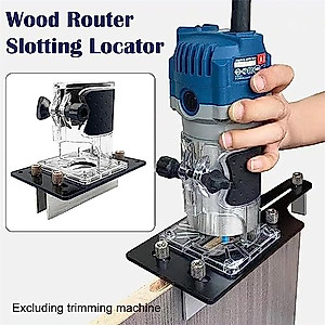 for Wood Router Slotting Locator 2 in 1 Slotted Base Fastening Bracket Guide for 65mm Wood Trimmer Machine with Invisible Slotting 1/4 Mill Bits and Cabinet Connectors