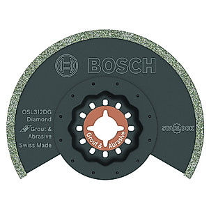 BOSCH OSL312DG 1-Piece 3-1/2 In. x 1/8 In. Starlock Oscillating Multi Tool Grout & Abrasive Diamond Grit Grout Blade for Applications in Grout Removal