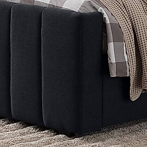 Christopher Knight Home Riley Fully-Upholstered Bed Frame-Queen-Size-Traditional-Black