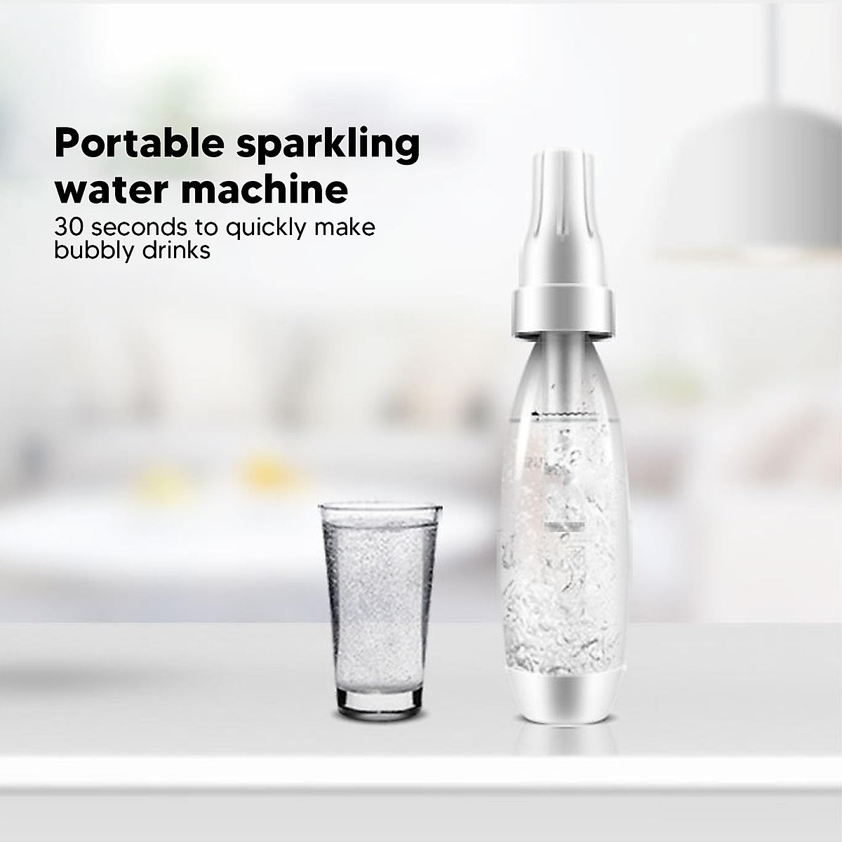 Yctze Soda Maker Machine, Homemade Soda Fizzy Water Machine Manual Sparkling Water Machine for Sparkling Water DIY Making Drinking Home Travel Use