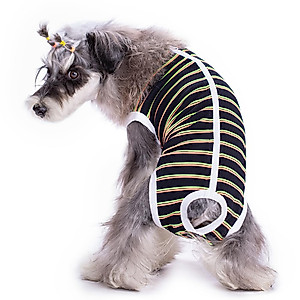 Dog Surgical Recovery Suit, Spay Recovery Suit for Dogs Cats, Post Surgery Dog Onesie for Male Female, Soft Comfortable & Breathable (Black Stripe-S)
