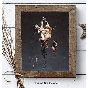 Pagan Fairy Decorations - Celtic Woman Mythology Wall Art - Witches Witch Decor - Celestial Witchcraft Wicca Wiccan Witchy Room Decor - Paganism Black Magic - Goth Gothic Home Decor