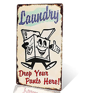 dingleiever-Laundry Drop Your Pants here Metal Sign Vintage Garage Wall Decor Rat Rod Stickers
