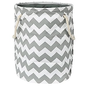 Laundry Basket, Grey Chevron - Collapsible Bin for Toys - Bedroom Organizer - Foldable Bin with Large Capacity. Adult and Kids Kid’s Room Décor