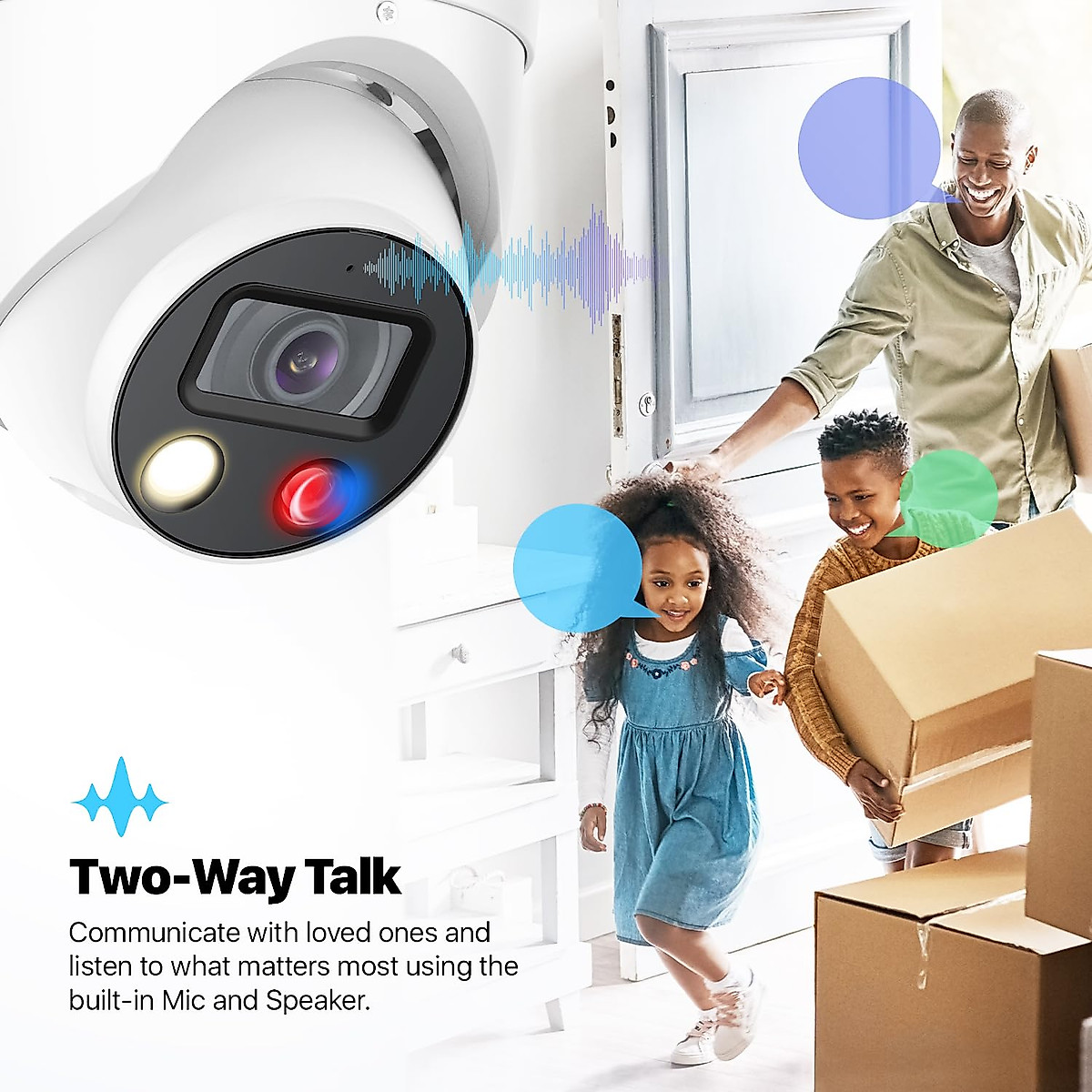 Amcrest UltraHD 4K (8MP) IP POE AI Camera, 4K @30fps, 98ft Night Color Vision F1.0, Security Outdoor Turret Camera, Vehicle & Human Detection, Active Deterrents, Built in Microphone, IP8M-DT3949EW-3AI