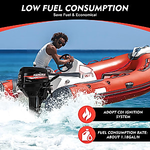 2 Stroke Outboard Motor Heavy Duty 12HP Boat Marine Engine with Water Cooling System Single Cylinder Engine, Inflatable Fishing Boat Engine 169cc 4500-5500r/min (2 Stroke 12 HP)