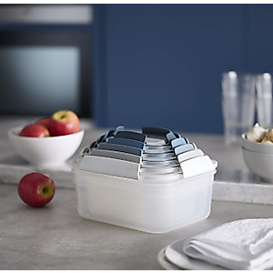 Joseph Joseph Nest Lock Plastic BPA Free Food Storage Container Set with Lockable Airtight Leakproof Lids, 10-Piece, Sky