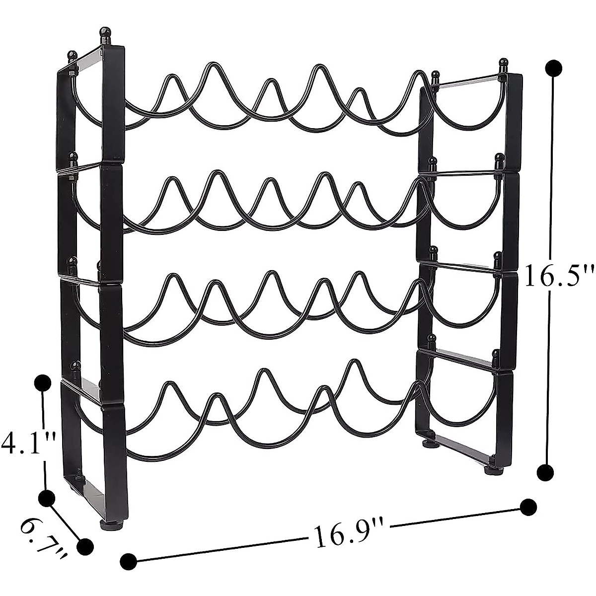TONLEA 4 Tier Wine Bottle Holder, 16 Bottles Wine Storage, Wine Bottle Rack Stackable, Wine Storage Rack for Cabinet Pantry(Black, Version 1.0)