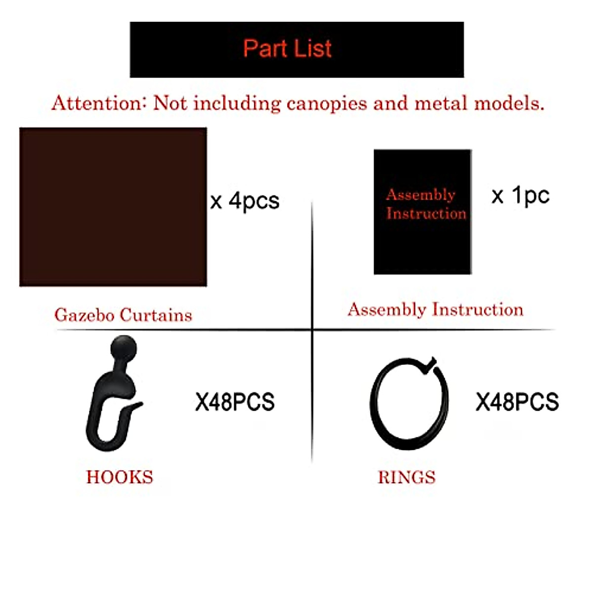 COZYVIDA Gazebo Universal Replacement Privacy Curtains 4-Panels sidewall with Zipper (ONLY Curtain) (10' x 10', Coffee)