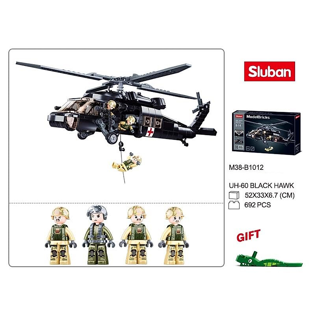 Sluban Modelbricks-Uh-60 Black Hawk 692Pcs 8+