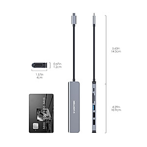 LENTION USB C Hub with 100W Charging, 4K HDMI, Dual Card Reader, USB 3.0 & 2.0 Compatible 2023-2016 MacBook Pro, New Mac Air/Surface, Chromebook, More, Stable Driver Adapter (CB-CE18, Space Gray)
