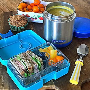 Yumbox Zuppa 14 oz Triple Insulated Stainless Steel Food Jar, Leakproof kids thermos Food Jar, Removable Utensil Band and spoon, Easy Grip, Stays Hot 6 Hours or Cold for 12 Hours, (Neptune Blue)
