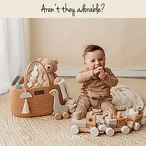 Yunioo Diaper Caddy Organizer│Changing Table Nursery Organizer│Diaper Storage for Car & Travel│Sturdy Tote Bag for Diapers and Wipes│Toys Bag│Baby Changing Basket│Brick