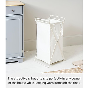 Yamazaki Home Laundry Hamper Clothes Basket Liner | Steel + Cotton, Medium, White