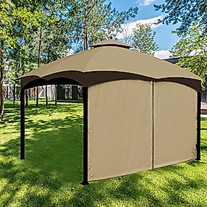 Tanxianzhe Gazebo Replacement Privacy Curtain with Zipper Outdoor Universal Privacy Panel Sidewall for 10' x 10' Gazebo (Khaki)