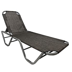 EASYGO PRODUCTS Patio Chaise Lounger - Aluminum Patio Sun Lounge Chair - Adjustable Reclining - Outdoor Patio Beach Porch Swing Pool - Five-Position Recliner - Lightweight All Weather - Brown