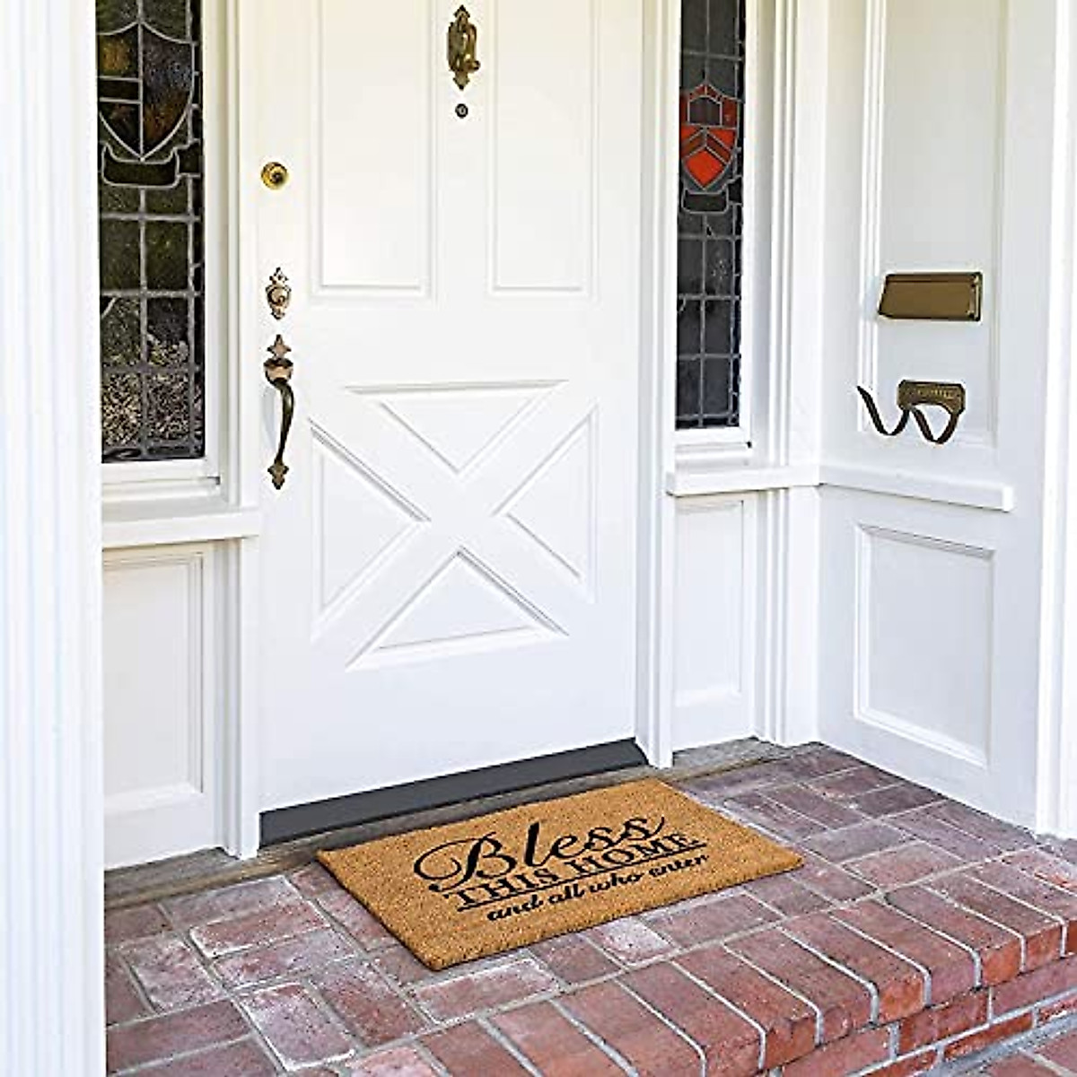 Juvale Coco Coir Bless This Home and All Who Enter Door Mat for Front Entrance (17 x 30 in)