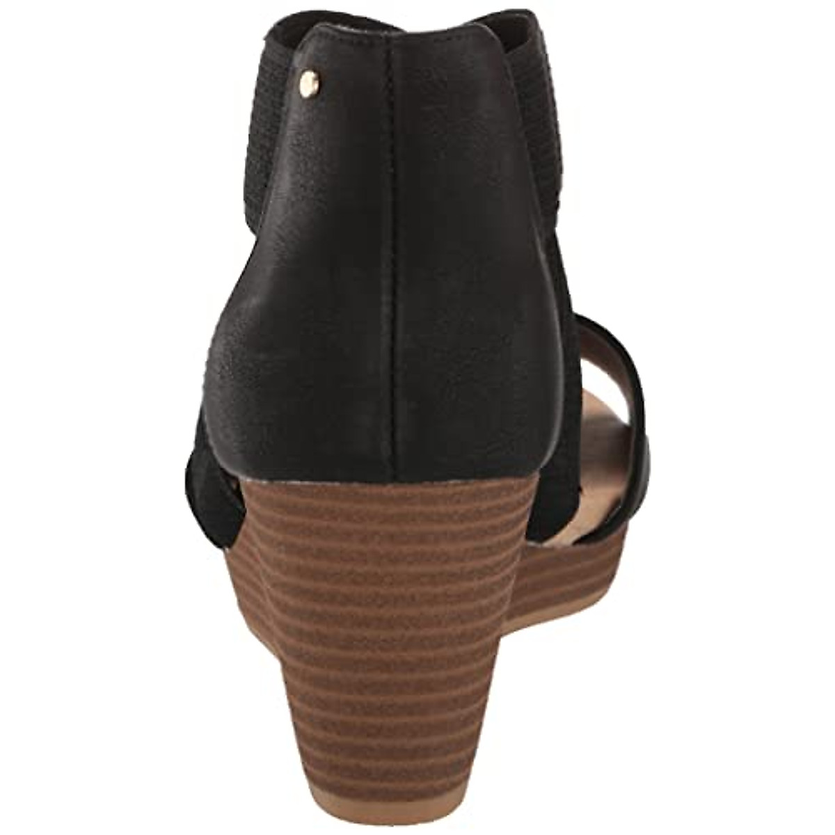 Dr. Scholl's Shoes Women's Barton Band Wedge Sandal, Black Smooth, 9