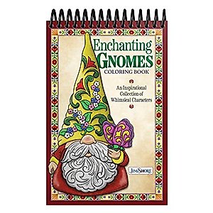 Jim Shore Enchanting Gnomes Coloring Book: An Inspirational Collection of Whimsical Characters (Design Originals) 8x5 Spiral Adult Coloring Book - 32 Folk-Art Inspired Designs on Perforated Paper
