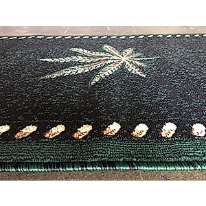 Americana Marijuana Long Runner Rug Black &Green Design#139 (32in.X15ft10in.)